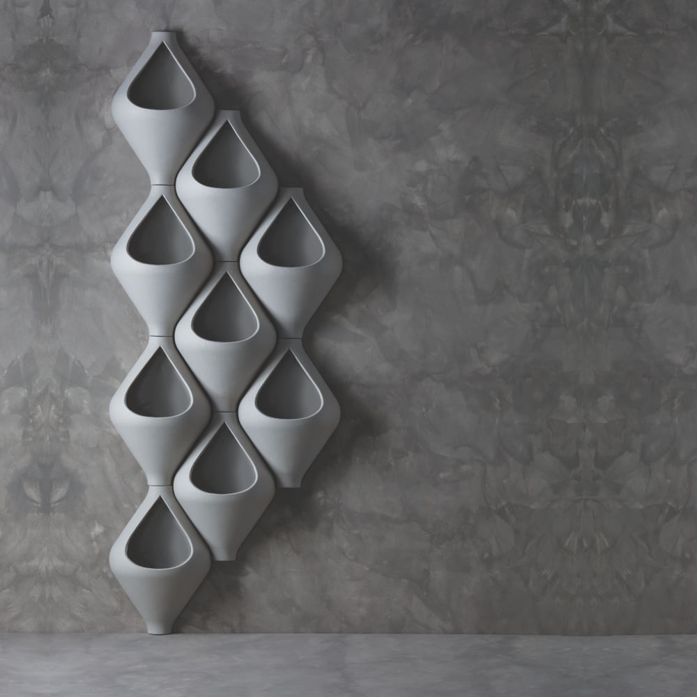 Vaso de Parede Componível Gota 35cm Cinza Japi Studio | Astra - astrasa