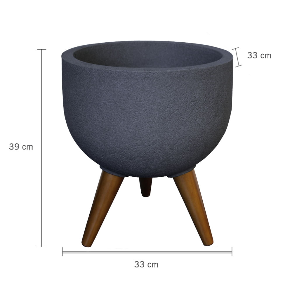 Vaso Redondo Decore Ø33 cm Grafite Japi | Astra - astrasa